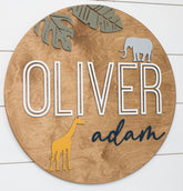 Round Wood Nursery Signs for Baby / Custom Wood Name Sign Personalized ...
