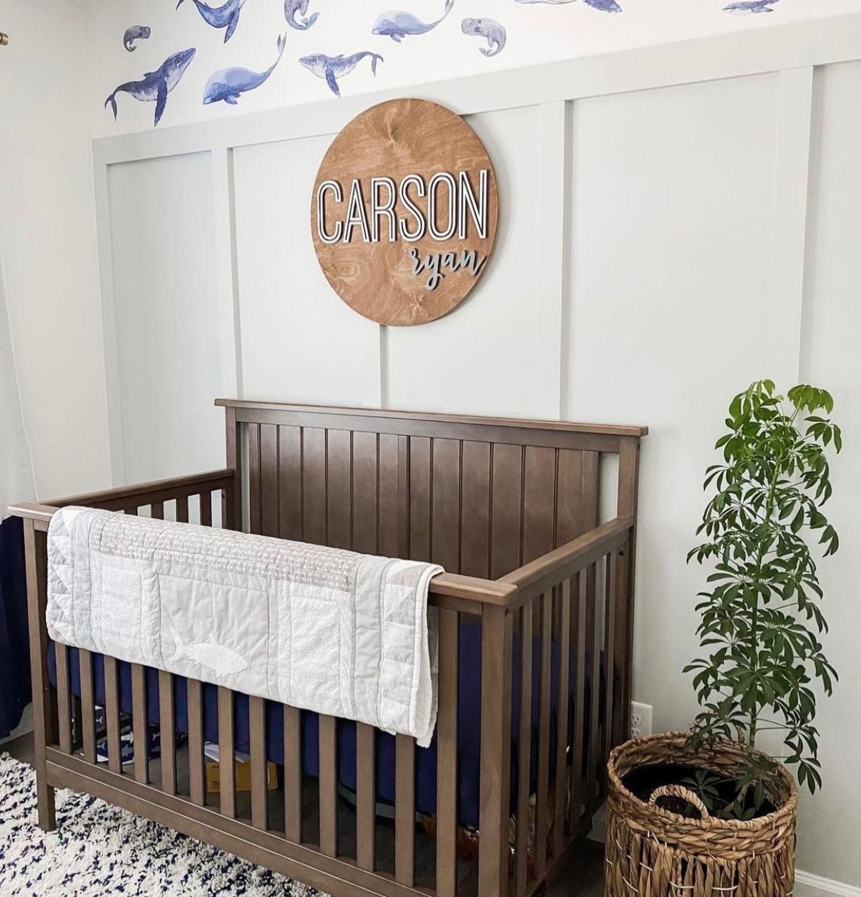 Round Wood Nursery Signs for Baby / Custom Wood Name Sign Personalized ...